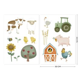 Little Dutch Wandsticker "Little Farm", B/H/T: 60cm x 42cm x 0,1cm, bunt, Wandtattoos, Little Dutch - Luxus-Wandaufkleber - Kleiner Bauernhof -