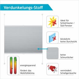 Wabenplissee GOOD LIFE, B:70cm H:150cm, silber, Obermaterial: 92% Polyester, 6% Metall, 2% Kunststoff, Plissees, "Aris", Klemmfix - ohne Bohren,