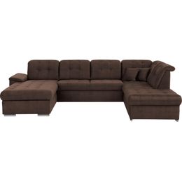Wohnlandschaft, B:340cm H:92cm T:248cm, braun, exxpo - SOFA FASHION, Sofas, "Durango, aufwendige Sitz- und R&uuml;ckenverarbeitung, bequem, U-Form", inkl.