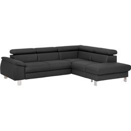 Ecksofa COTTA, B:249cm H:72cm T:100cm, schwarz, Microfaser PRIMABELLE (100% Polyester);Kunstleder SOFTLUX;Feinstruktur (100% Polyester);Kunstleder