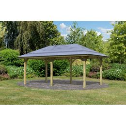 Pavillon Karibu, beige, Garten, Pavillons, "Bergen 2", BxTxH: 592x338x290 cm, mit H-Pfostenanker