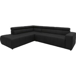 Ecksofa DOMO collection, B:275cm H:80cm T:228cm, schwarz, Luxus-Kunstleder;100% Polyurethan, Wohnzimmer, Sofas, "Brandon L-Form, auch in Leder",