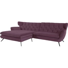 Ecksofa 3C CANDY, B:300cm H:94cm T:175cm, rot, Samt-Optik (100% Polyester), Wohnzimmer, Sofas, "Beatrice Designsofa in moderner Retrooptik, bequem
