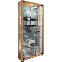 Vitrine Vcm, B:59cm H:115cm T:18cm, braun, Obermaterial: 100% Holz Wood., Wohnzimmer, Schränke, "Vcm Glasvitrine stehend Vitrine Glas mit