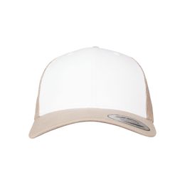 Flexfit Damen Flex Cap "Flexfit Unisex Retro Trucker Colored Front"khaki, wei&szlig;, khaki, unifarben, 60% Baumwolle, 40% Polyester, Caps