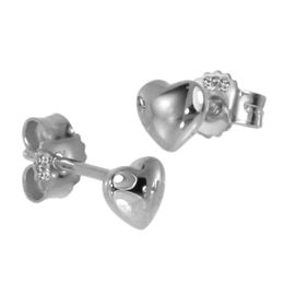 OSTSEE-SCHMUCK Damen Paar Ohrstecker "- kleines Herz - Silber 925/000 -", Silber 925 (Sterlingsilber), silber, Silber 925 (Sterlingsilber), Ohrringe
