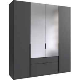 Dreht&uuml;renschrank wimex, B:180cm H:208cm T:58cm, schwarz, Holzwerkstoff, Schr&auml;nke, "Mugano", wahlweise mit oder ohne Spiegel, mit Schubladen