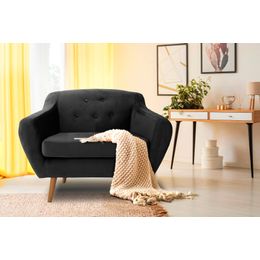 Sessel Home Affaire, B:88cm H:78cm T:73cm, grau, Samtoptik (100% Polyester);Struktur (100% Polyester);Struktur fein ( 100% Polyester), Wohnzimmer,
