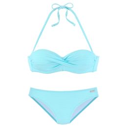 Venice Beach Damen B&uuml;gel-Bandeau-Bikini, blau, Gr. 34, strukturiert, unifarben, Polyamid, Bikini-Sets, aus edler Strukturware