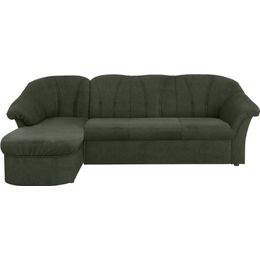 Ecksofa DOMO collection, B:238cm H:82cm T:141cm, grün, 100% Polyester, Wohnzimmer, Sofas, "Pegnitz, elegante Rückensteppung, kompakte Stellmaße