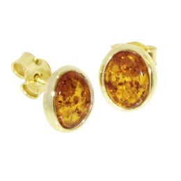 OSTSEE-SCHMUCK Damen Paar Ohrstecker "- Classic 8x6 mm - Gold 585/000 - Bernstein", Gelbgold 585, gold, Gelbgold 585, Ohrringe