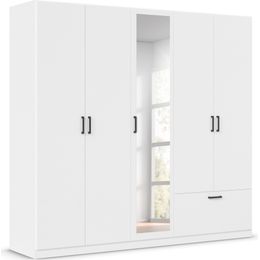 Dreht&uuml;renschrank Rauch, B:225cm H:210cm T:54cm, wei&szlig;, Holzwerkstoff, Schr&auml;nke, "Kleiderschrank Schrank Garderobe W&auml;scheschrank BARI mit Spiegel", mit