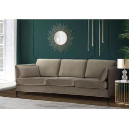 3-Sitzer Home Affaire, B:190cm H:83cm T:92cm, beige, 100% Polyester, Sofas, "Light", inklusive loser Zierkissen, mit schmalen Armlehnen und