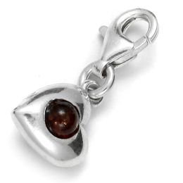 OSTSEE-SCHMUCK Damen Kettenanh&auml;nger "OSTSEE-SCHMUCK Charm-Einh&auml;nger Herz Charm-Einh&auml;nger Herz", 21 x 9mm, Silber 925 (Sterlingsilber), 1,9 g, wei&szlig;,