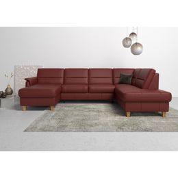 Wohnlandschaft Home Affaire, B:308cm H:89cm T:212cm, rot, Luxus-Microfaser (100% Polyester);Struktur (100% Polyester);Luxus-Microfaser in Lederoptik