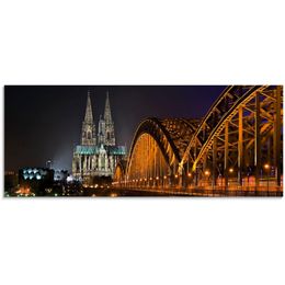 Glasbild Artland, B:125cm H:50cm, schwarz, Glas, Küche, Bilder, "Kölner Dom mit Brücke", in verschiedenen Größen