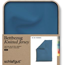 Bettbezug Schlafgut, B:155cm L:220cm, blau, Jersey, Obermaterial: 95% Baumwolle, 5% Elasthan, Bettbez&uuml;ge, "Knitted Jersey uni, aus Bio-Baumwolle mit