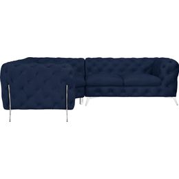 Chesterfield-Sofa Home Affaire, B:264cm H:75cm T:204cm, blau, Struktur (100% Polyester);Samtoptik (100% Polyester), Sofas, "Amaury L-Form", moderne
