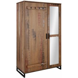 Garderobenschrank Home Affaire, B:110cm H:180cm T:52cm, bunt, Massivholz, Flur, Schr&auml;nke, "Santos", mit besonderen T&uuml;rfronten und Spiegel, viel