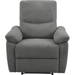 Relaxsessel Home Affaire, B:92cm T:91cm, grau, Wohnzimmer, Sessel, "ODILON, TV-Sessel mit Relax- und Liegefunktion, Struktur-Bezug", manuelle und