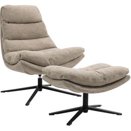 Relaxsessel Duo Collection, B:83cm H:100cm T:92cm, beige, 100% Polyester, Wohnzimmer, Sessel, "Porto", 360 drehbar, doppelte Polsterung, mit Hocker,