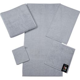 Waschhandschuh Ross, B:16cm L:22cm, grau, Frottier, Baumwolle, Handt&uuml;cher, "Cashmere feeling", mit Wellen-Bord&uuml;re