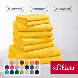 Handtuch Set s.Oliver, gelb, Walkfrottier, Obermaterial: 100% Baumwolle, Handtuch-Sets, "s.Oliver, Premium Qualit&auml;t, 600 gr/m&sup2;", 2 G&auml;stet&uuml;cher 30x50,