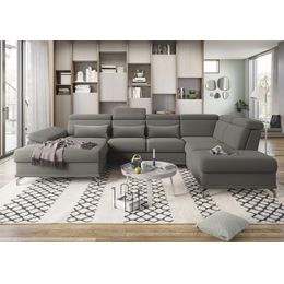 Sit & More Wohnlandschaft SIT & MORE, B:359cm H:87cm T:230cm, braun, 100% Polyester, Sofas, "Cabrio U-Form, B: 359 cm, mit Sitztiefen-, Arm- &