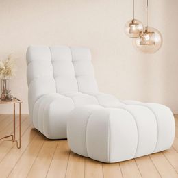 XXL-Sessel Home Affaire, B:88,5cm H:95,5cm T:130cm, beige, 100% Polyester, Sessel, "AURELIAN Loveseat XXL mit Hocker im Set, Lese-Sessel,