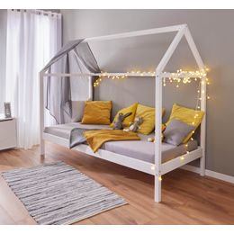 Hausbett Inter Link, B:97cm H:174cm L:207cm, wei&szlig;, Betten, "Sun Road, Kinderbett, Holzbett f&uuml;r Kinderzimmer, Himmelbett", Spielbett aus Kiefer