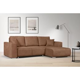 Ecksofa OTTO HOME, B:265cm H:86cm T:170cm, gelb, 100% Polyester, Wohnzimmer, Sofas, "BEATRICE optionale Schlafsofa mit Bettkasten, B/T/H: 265/170/86