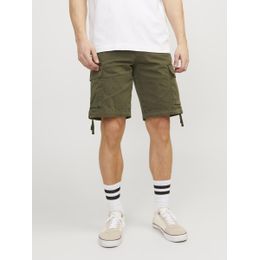 Jack & Jones JACK & JONES Herren Cargohose "JPSTCOLE TUCKER CARGO SHORTS LNG SN", gr&uuml;n, Gr. S, unifarben, Web, Obermaterial: 100% Baumwolle, Hosen