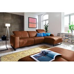 Ecksofa Home Affaire, B:290cm H:85cm T:180cm, braun, NaturLEDER (echtes Rindsleder);Luxus-Microfaser Lederoptik 100% Polyester, , Wohnzimmer, Sofas,