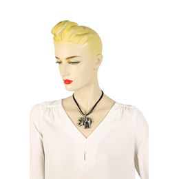Damen Kette mit Anh&auml;nger "Elefant", schwarz, Basic, Collezione Alessandro, Metall, Halsketten, mit Elefantenanh&auml;nger