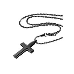 Firetti Damen Kette mit Anh&auml;nger "Schmuck Geschenk Kreuz", Edelstahl, L: 55 B: 2,3mm, schwarz, Edelstahl, B:2,3mm, Halsketten