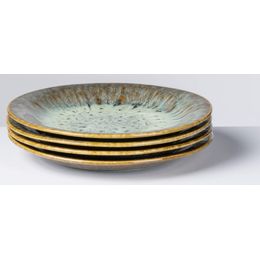 GIPFELST&Uuml;CK Dessertteller "Flussufer", 22cm, blau, Speiseteller, Reaktivglasur, au&szlig;ergew&ouml;hnlicher, visueller Farbverlauf, &Oslash; 22 cm