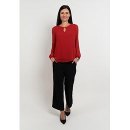 Seidel Moden Damen Langarmbluserubinrot,44, Basic, Gr. 50, Single Jersey, Obermaterial: 94% Polyester, 6% Elasthan. Obermaterial 2: 95% Viskose, 5%