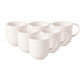Villeroy & Boch VILLEROY & BOCH Becher "Becher mit Henkel NewMoon 390 ml 6er Set weiß", weiß, Trinkgefäße