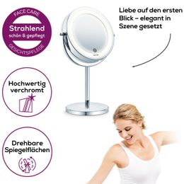 Beurer Damen Kosmetikspiegel "BS 55 beleuchteter Kosmetikspiegel mit 7-facher Vergr&ouml;&szlig;erung", silber, Spiegel, Beauty-Spiegel mit LED-Licht und
