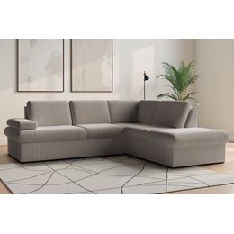 Sit & More Ecksofa SIT & MORE, B:238cm H:82cm T:202cm, grau, 100% Polyester, Sofas, "Moreno L-Form, B: 238 cm", mit Armteilverstellung, optional Bettfunktion