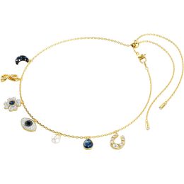 Swarovski Damen Collier "Symbolica Mond Unendlich Gl&uuml;cksklee magisches Auge Hufeisen", Metall Perlen, L: 52, blau, Metall, Perlen, Halsketten, mit