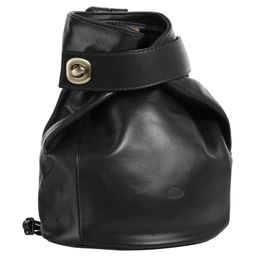 Pike PIK&Eacute; Damen Cityrucksack, schwarz, Leder, Rindsleder, beschichtet, leicht gl&auml;nzend, Rucks&auml;cke, echt Leder, Made in Italy