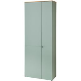 Schuhschrank Innostyle, B:78cm H:202cm T:39cm, grün, Holzwerkstoff, MDF, Flur, Schränke, "Bari Schuhschrank, BxHxT 78x202x38 cm", 2 türig, 9 Fächer,