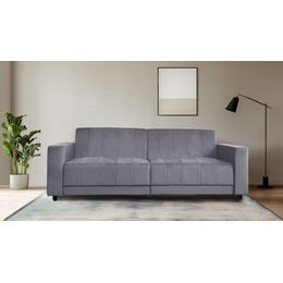 3-Sitzer DOREL HOME, B:225cm H:82cm T:91cm, grau, 100% Polyester, Sofas, "Allie II Schlafsofa 225 cm", Bett-Funktion (108/190cm), Rückenlehne