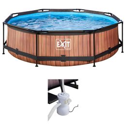 Framepool EXIT, H:76cm Ø:300cm, braun, Schwimmbecken, "inkl. Kartuschen-Filterpumpe", ØxH: 305 x 76 cm, mit Filterpumpe