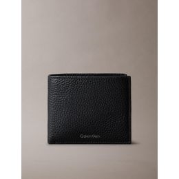 Calvin Klein Herren Geldbörse "FOIL EMBOSS EW BILLFOLD W COIN", schwarz, Leder, Strukturmuster, Kleinlederwaren, Herren Geldbeutel, Portemonnaie mit
