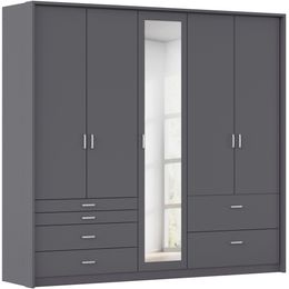 Dreht&uuml;renschrank Rauch, B:230cm H:212cm T:58cm, grau, Holzwerkstoff, Schr&auml;nke, "Kleiderschrank Schrank Garderobe W&auml;scheschrank WILDBERG", mit 6