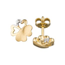 Jobo Damen Paar Ohrstecker "Kleeblatt", Gelbgold 333, gold, Gelbgold 333, Ohrringe, 333 Gold mit 4 Zirkonia