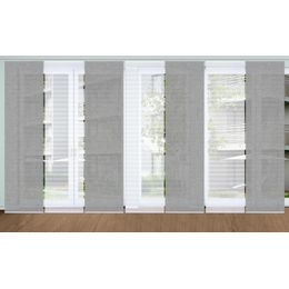 Schiebegardine HOME IN GREEN, B:60cm H:245cm, grau, Polyester, Wohnzimmer, Gardinen, "ESTRA", SET DIGITALDRUCK,BAMBUSOPTIK RECYCELT