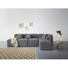 Ecksofa Home Affaire, B:303cm H:76,5cm T:93cm, grau, 100% Polyester, Wohnzimmer, Sofas, "Sundstrup L-Form", Modulserie, individuelle Zusammenstellung